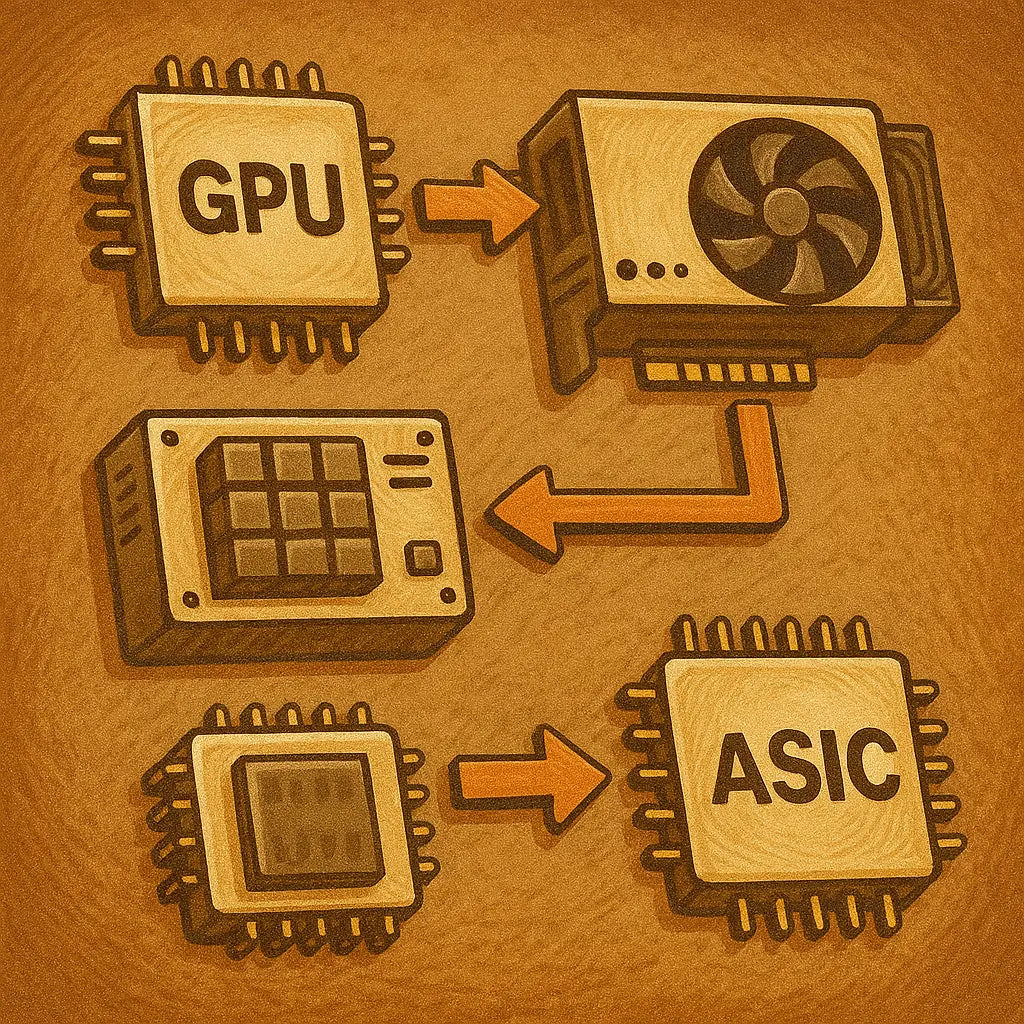 The Evolution of Cryptocurrency Mining Hardware: From CPUs to ASICs an